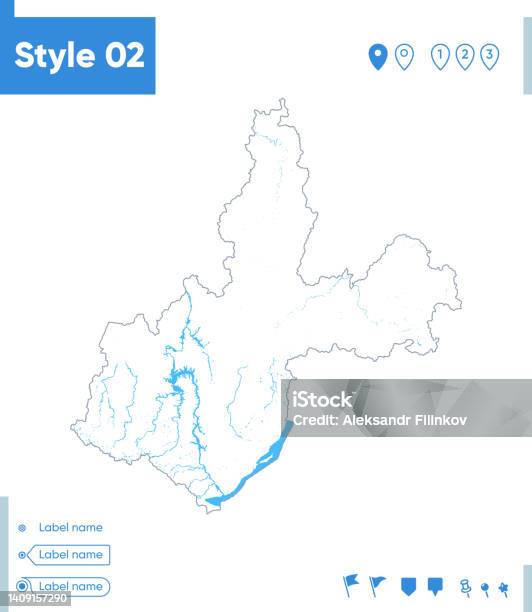 Région Dirkoutsk Russie Carte De Course Isolée Sur Fond Blanc Avec De