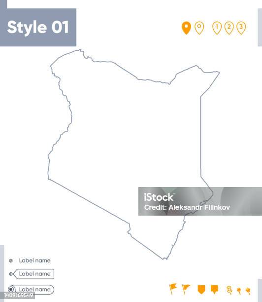 Kenya Carte Des Traits Isolée Sur Fond Blanc Plan De La Carte Carte