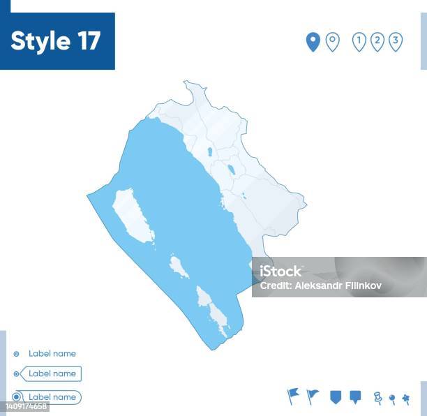 Sumatra Ouest Indonésie Carte Isolée Sur Fond Blanc Avec De Leau Et Des