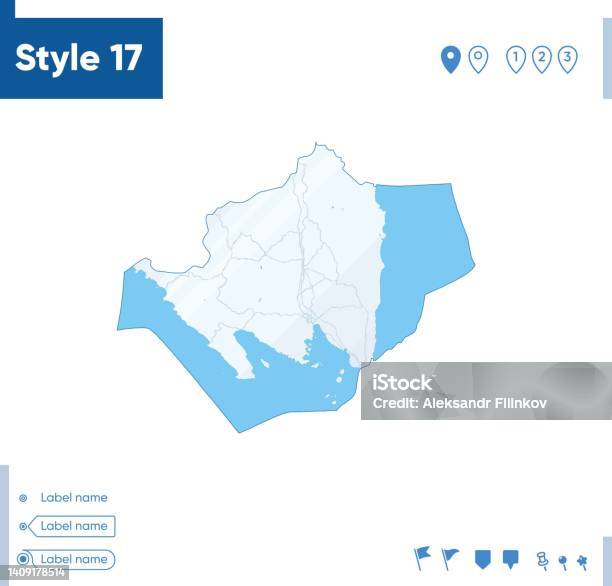 Lampung Indonésie Carte Isolée Sur Fond Blanc Avec De Leau Et Des