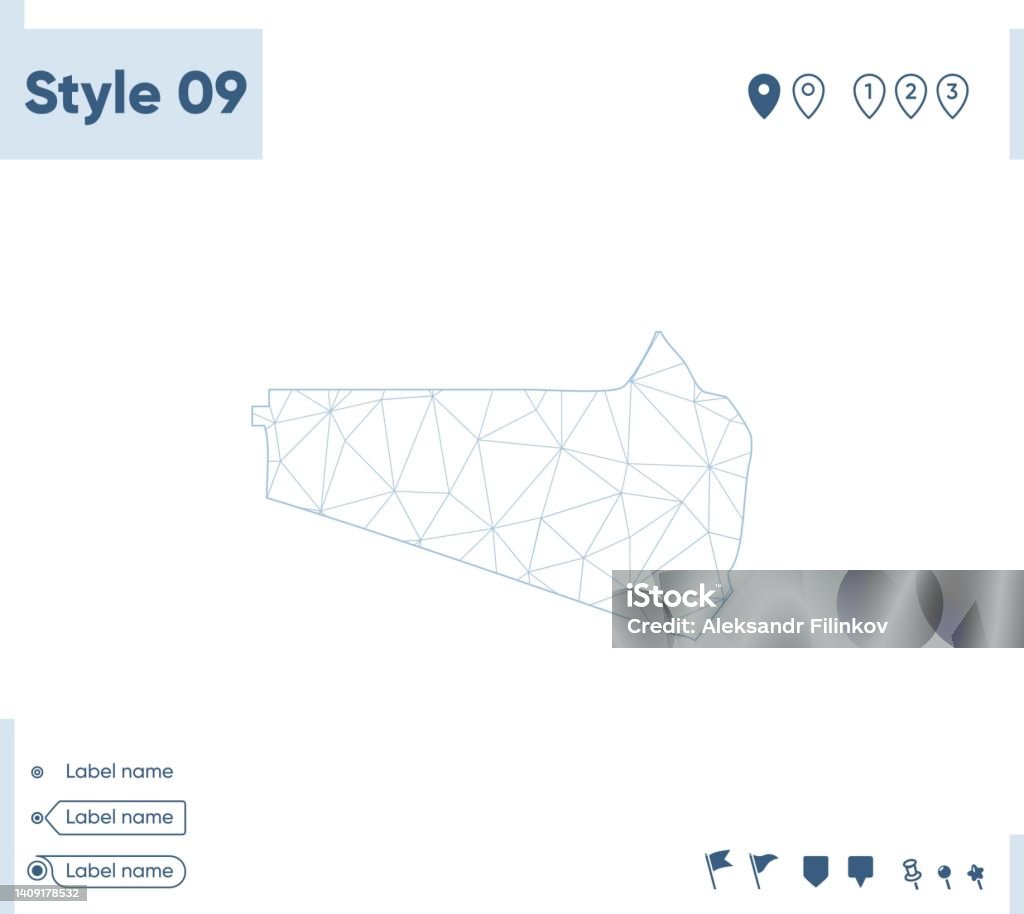 Kweneng Botswana Carte Blanche Low Poly Carte Polygonale Plan De La