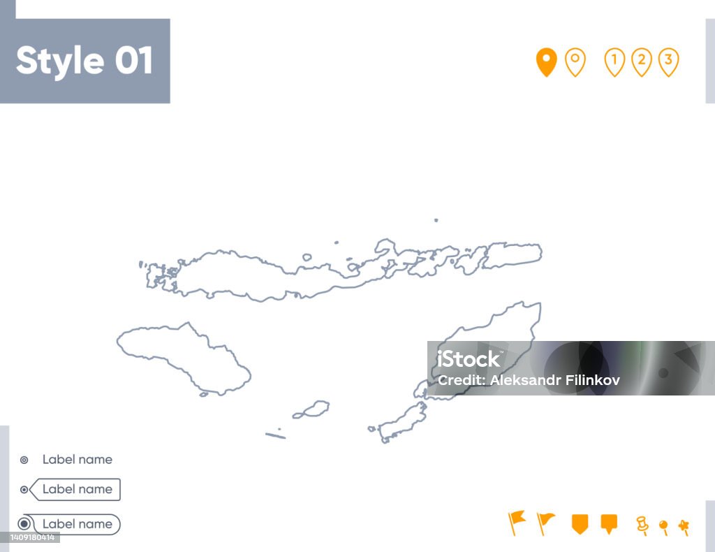 East Nusa Tenggara Indonésie Carte Des Traits Isolée Sur Fond Blanc