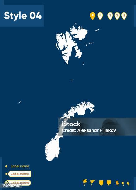 Norvège Carte Isolée Sur Fond Bleu Plan De La Carte Carte Vectorielle
