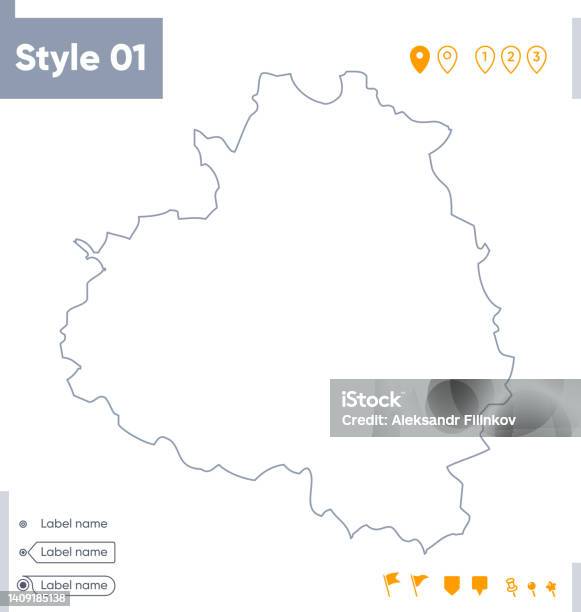 Région De Toula Russie Carte Des Traits Isolée Sur Fond Blanc Plan De