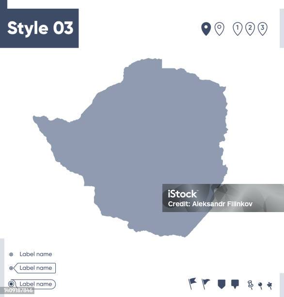 Zimbabwe Carte Isolée Sur Fond Blanc Plan De La Carte Carte Vectorielle