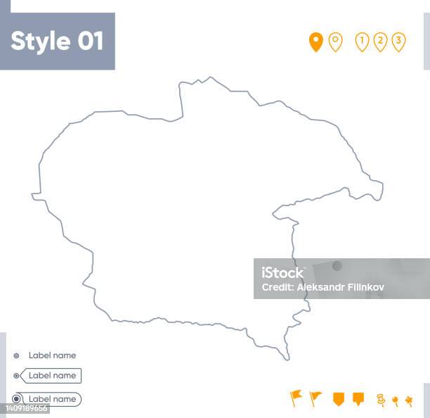 Almaty Kazakhstan Carte Des Traits Isolée Sur Fond Blanc Plan De La