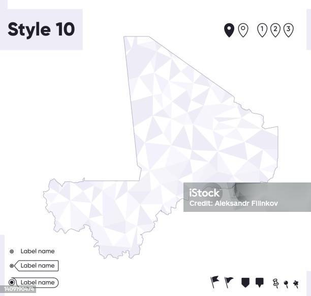 Mali Carte Blanche Et Grise Low Poly Carte Polygonale Plan De La Carte