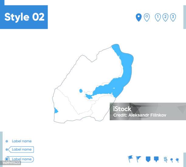 Djibouti Carte De Course Isolée Sur Fond Blanc Avec De Leau Et Des