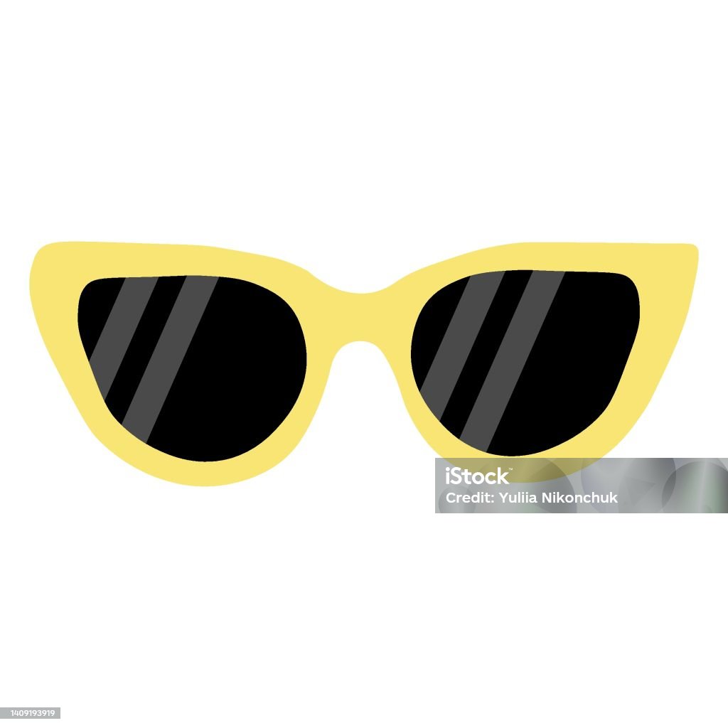 Sunglasses With Yellow Frames And Black Lenses Yellow Glasses Vector
