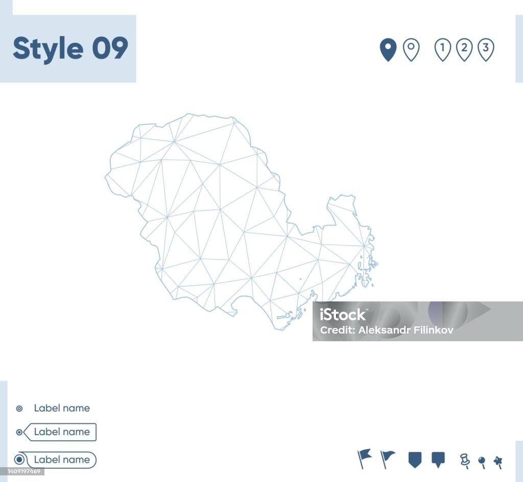 Vestfold Og Telemark Norway White Low Poly Map Polygonal Map Outline
