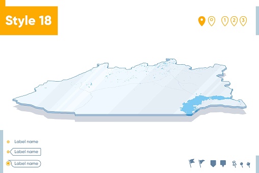Karaganda Kazakhstan Carte 3d Sur Fond Blanc Avec De Leau Et Des Routes