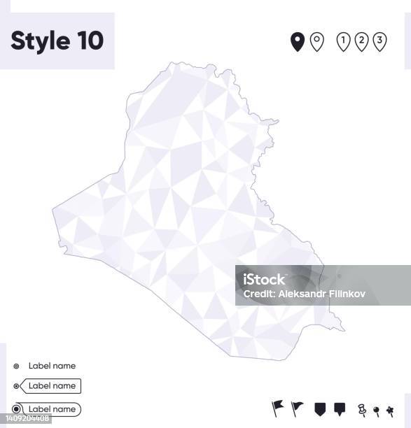Irak Carte Blanche Et Grise Low Poly Carte Polygonale Plan De La Carte