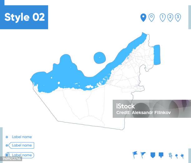 Émirats Arabes Unis Carte De Course Isolée Sur Fond Blanc Avec De Leau