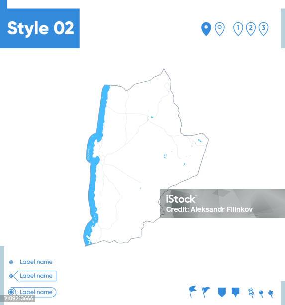 Antofagasta Chili Carte De Course Isolée Sur Fond Blanc Avec De Leau Et