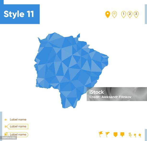Mato Grosso Do Sul Brazil Blue Low Poly Map Polygonal Map Outline Map