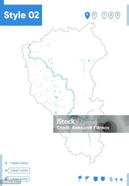 Région De Kemerovo Russie Carte De Lavc Isolée Sur Fond Blanc Avec De