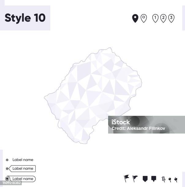 Lesotho White And Gray Low Poly Map Polygonal Map Outline Map Vector