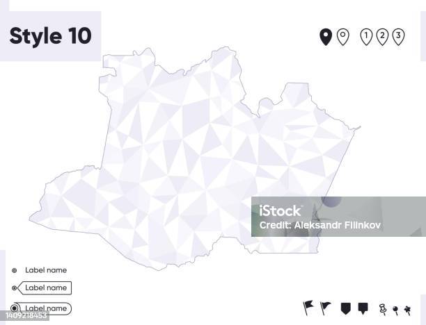 Amazonas Brazil White And Gray Low Poly Map Polygonal Map Outline Map