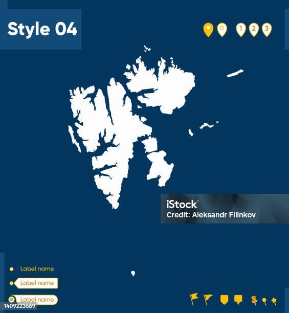Svalbard Norvège Carte Isolée Sur Fond Bleu Plan De La Carte Carte