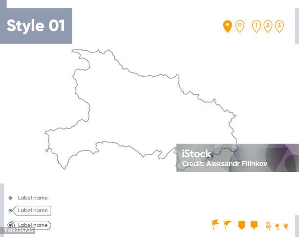 Hubei Chine Carte Des Traits Isolée Sur Fond Blanc Plan De La Carte