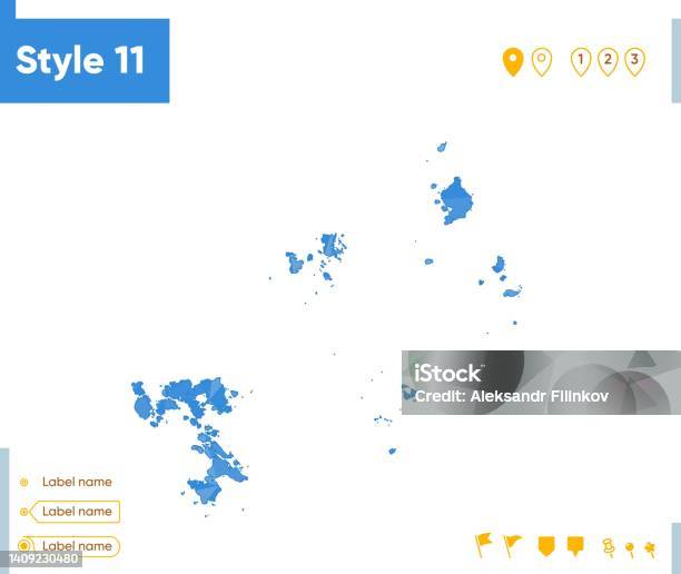 Îles Riau Indonésie Carte Bleue Low Poly Carte Polygonale Plan De La