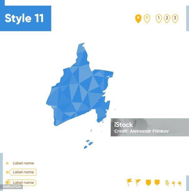 Kalimantan Du Sud Indonésie Carte Bleue Low Poly Carte Polygonale Plan