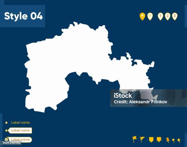 Kazakhstan Du Nord Kazakhstan Carte Isolée Sur Fond Bleu Plan De La