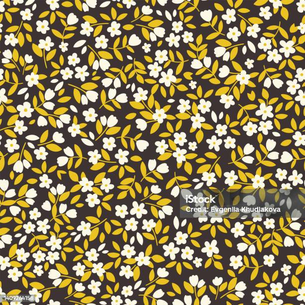 Desain Pola Permukaan Botani Vintage Latar Belakang Bunga Yang Lucu