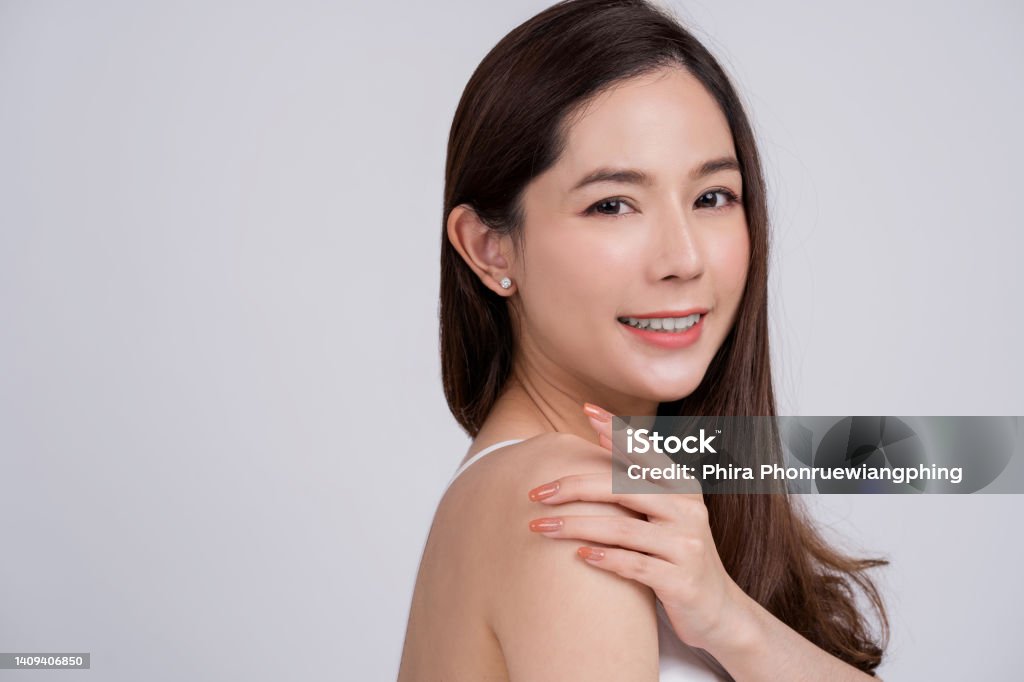 Beautiful Skin Woman Face Healthy Beauty Skin Care Female Model Stock