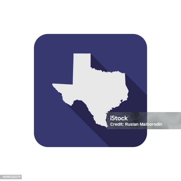 Carré De Carte De Létat Du Texas Avec Une Longue Ombre Vecteurs Libres