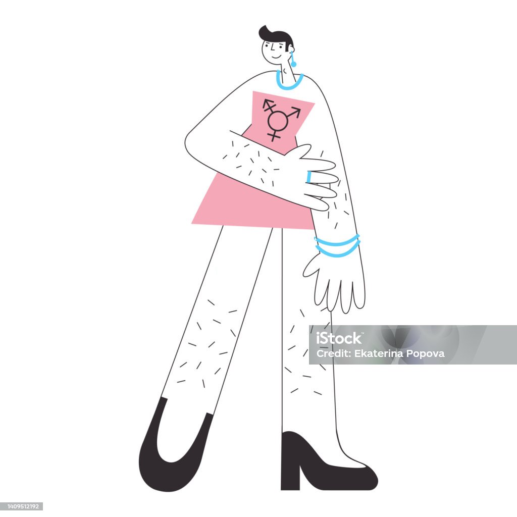 Transgender Mtf Orang Dengan Simbol Dan Warna Trans Konsep Hak