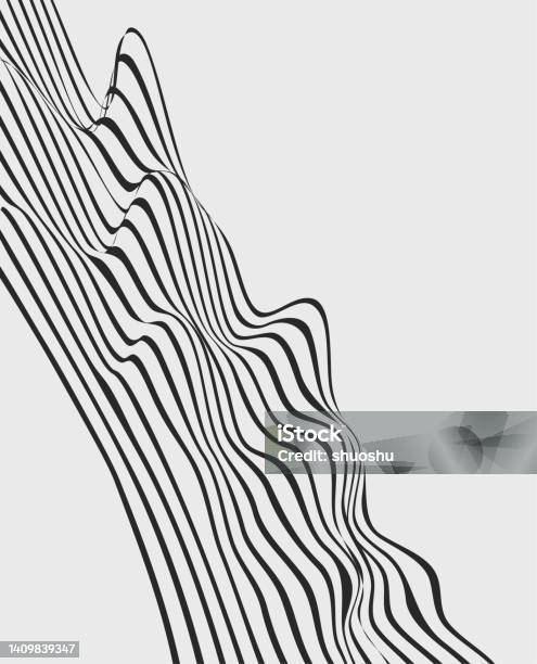 Abstrait Noir Et Blanc Courbe De Mouvement Ligne Rayée Texture Motif