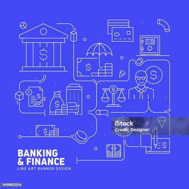 Perbankan Dan Keuangan Terkait Line Style Banner Design Untuk Halaman