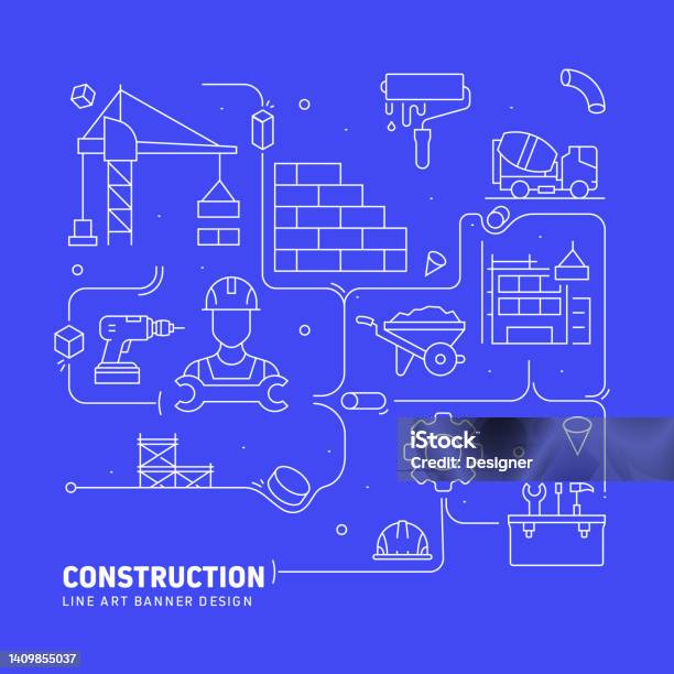 Konstruksi Terkait Line Style Banner Design Untuk Web Page Headline