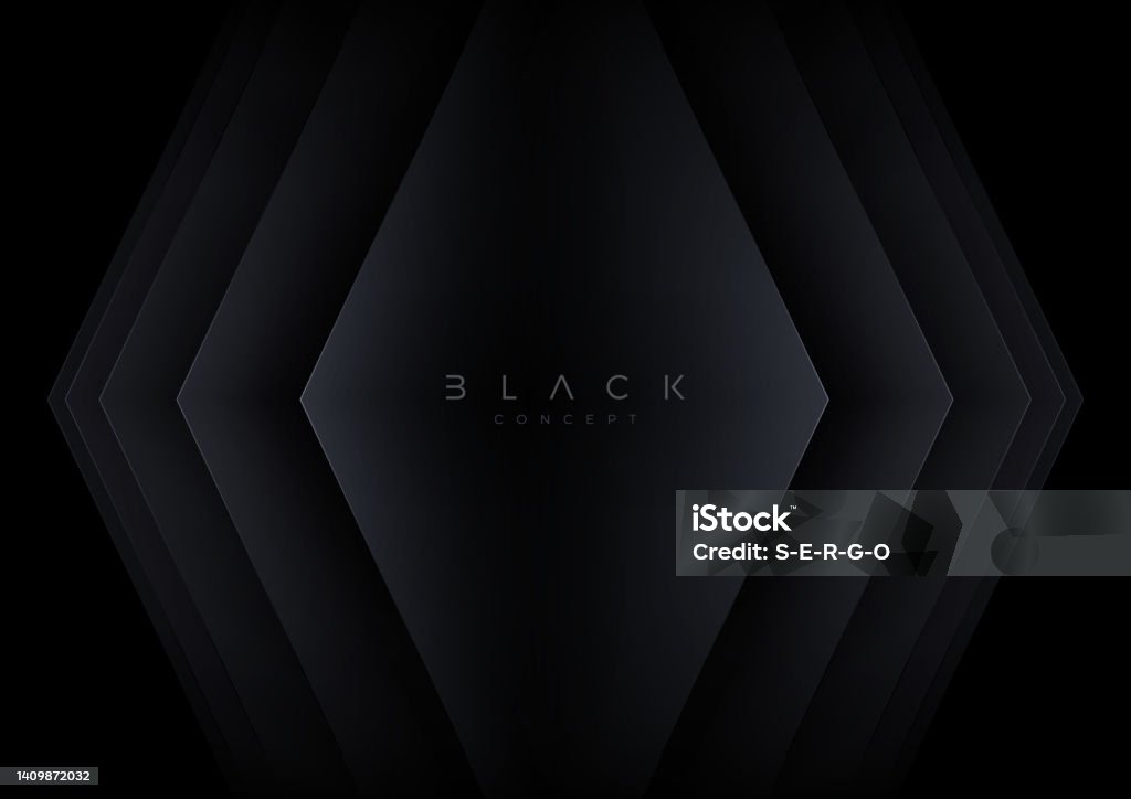 Latar Belakang Hitam Dengan Bentuk Abstrak Berlapis 3d Desain Template