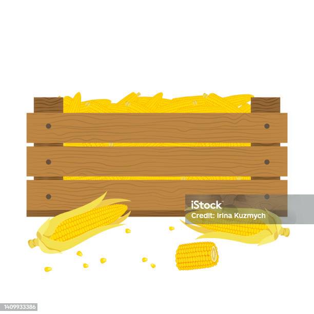 Ilustrasi Vektor Kotak Kayu Dengan Jagung Kuning Matang Ilustrasi Stok ... Ilustrasi Vektor Kotak Kayu Dengan Jagung Kuning Matang Ilustrasi Stok ...