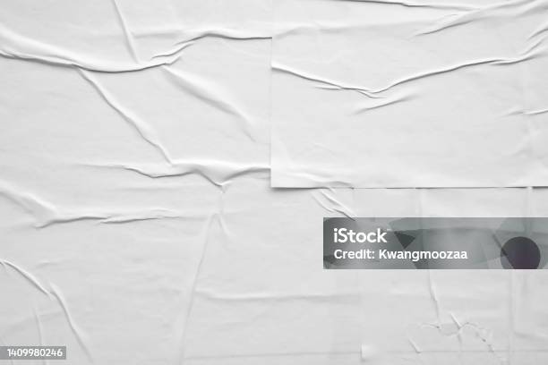 Latar Belakang Tekstur Poster Kertas Putih Kusut Dan Kusut Foto Stok