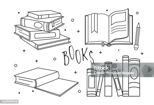 Set Of Hand Drawn Books Stock Illustration Download Image Now Book