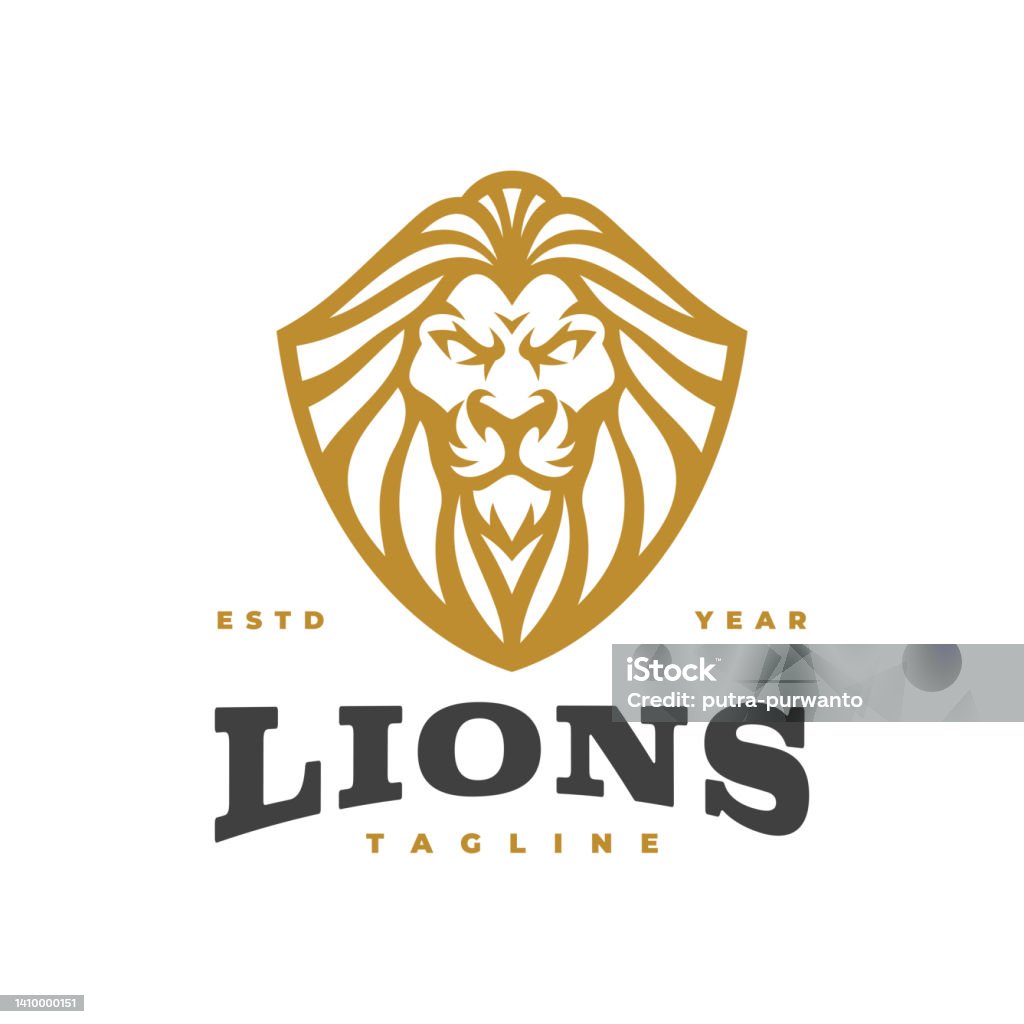 Desain Logo Maskot Singa Dan Perisai Ilustrasi Vektor Lambang Singa Porn Sex Picture