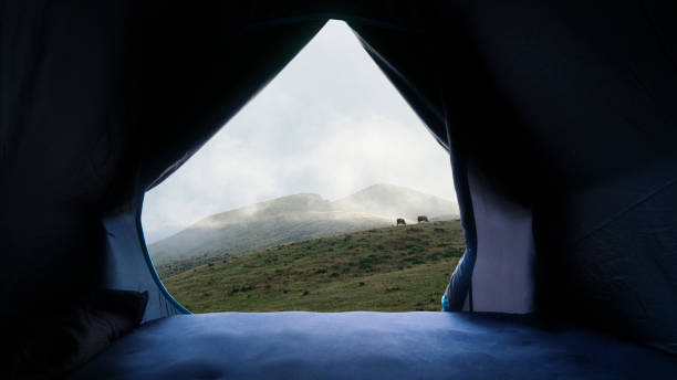 Free Stock Photo of View from inside a tent onto a beautiful mountain ...