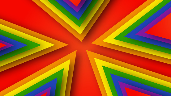 Abstrak Geometris Merah Oranye Kuning Hijau Biru Dan Ungu Latar