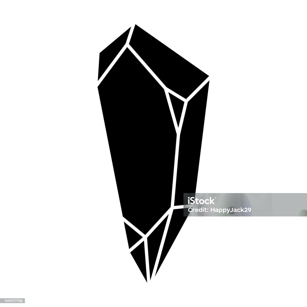 Black Geometric Crystal Design Element Geometrical Crystal Stone Vector Illustration Isolated On