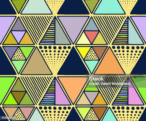 Pola Mulus Struktur Segitiga Latar Belakang Multiwarna Ilustrasi Stok