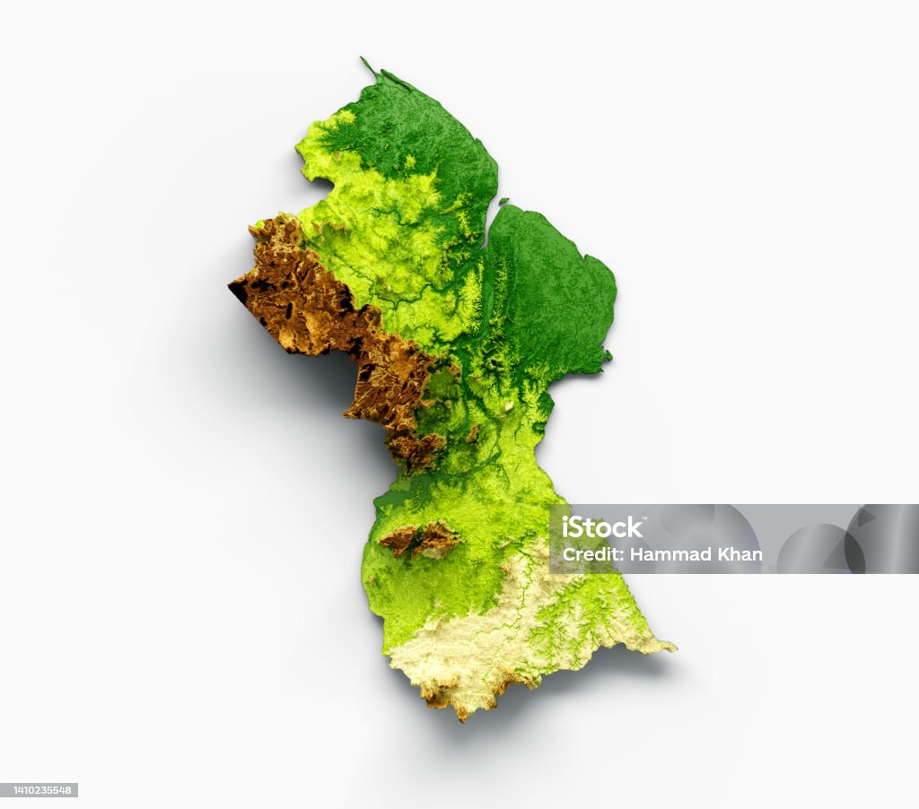 Peta Guyana Relief Berbayang Peta Ketinggian Warna Di Laut Ilustrasi 3d ... Peta Guyana Relief Berbayang Peta Ketinggian Warna Di Laut Ilustrasi 3d ...