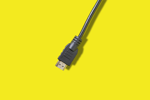Black Hdmi Cable For Connection Between Tv And Laptop Isolated On ... Black Hdmi Cable For Connection Between Tv And Laptop Isolated On ...