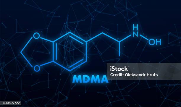 Ilustración De Metilendioximetanfetamina Molécula Química De Éxtasis