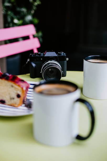 Free Stock Photo of Table With Camera and Two Mugs | Download Free ...