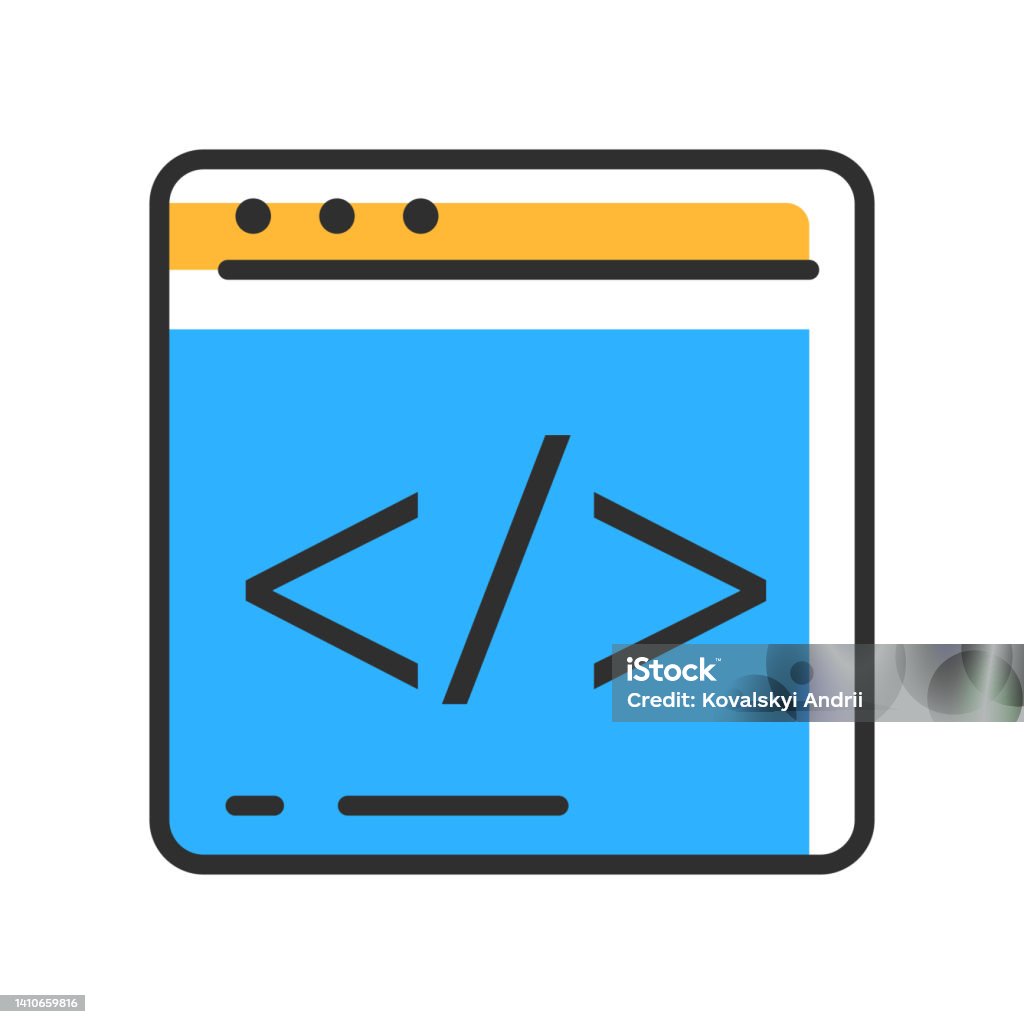 Web Development Line Icon Web Page Coding Outline Style Icon Vector Illustration Stock