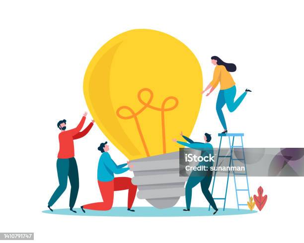 Orang Brainstorming Untuk Ide Baru Ide Bisnis Kreatif Dengan Bola Lampu