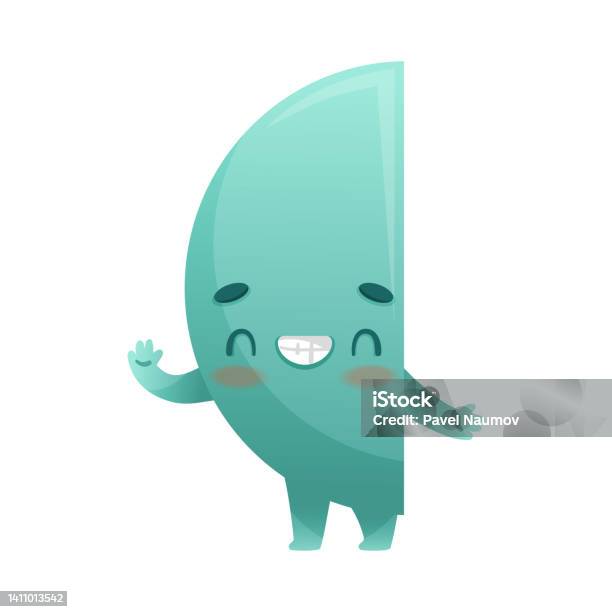 Setengah Lingkaran Lucu Sebagai Karakter Bentuk Geometris Dengan